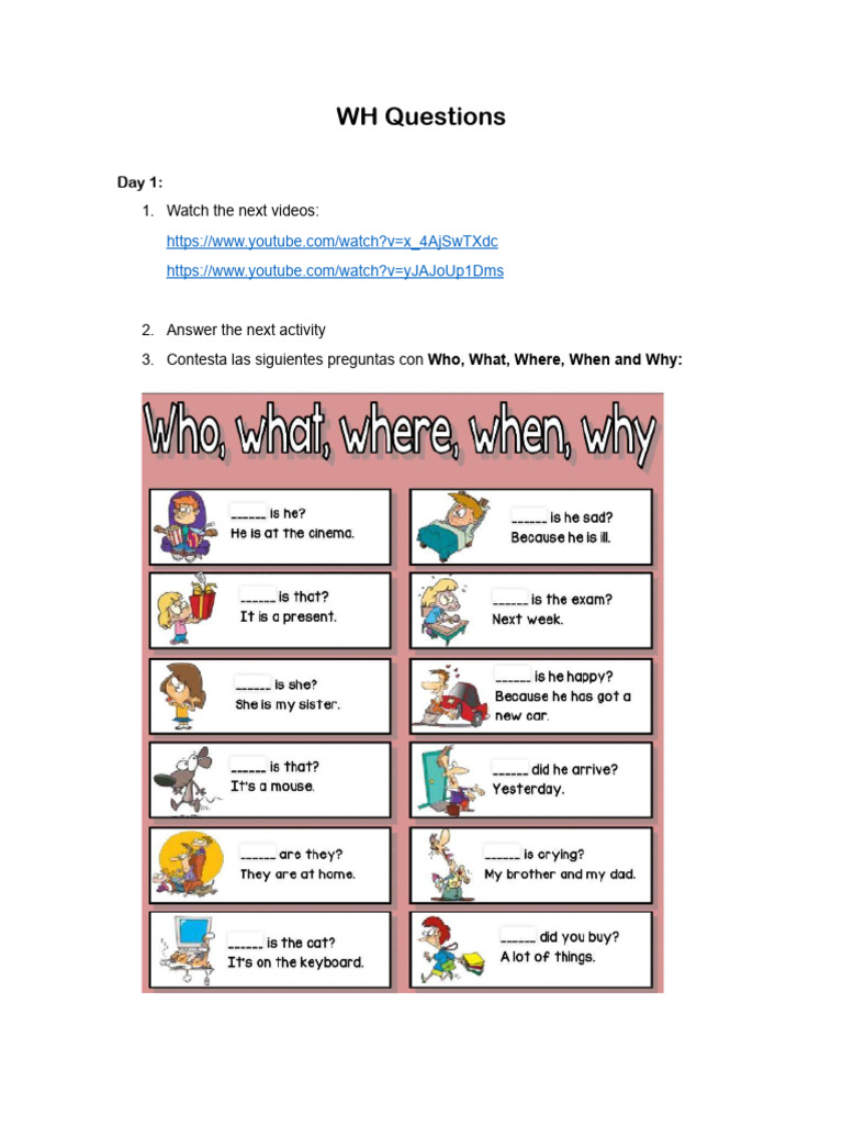 WH Questions 5th | PDF