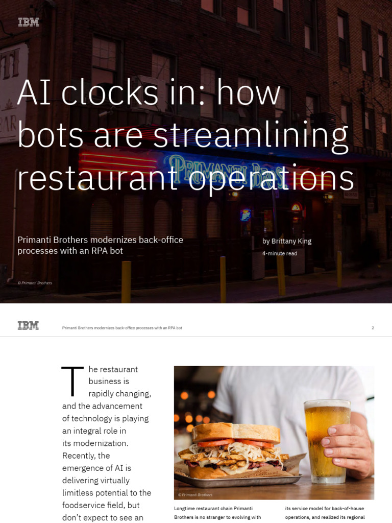 Primanti Brothers Case Study AI Clocks in How Bots Are Streamlining Restaurant Operations | PDF ...