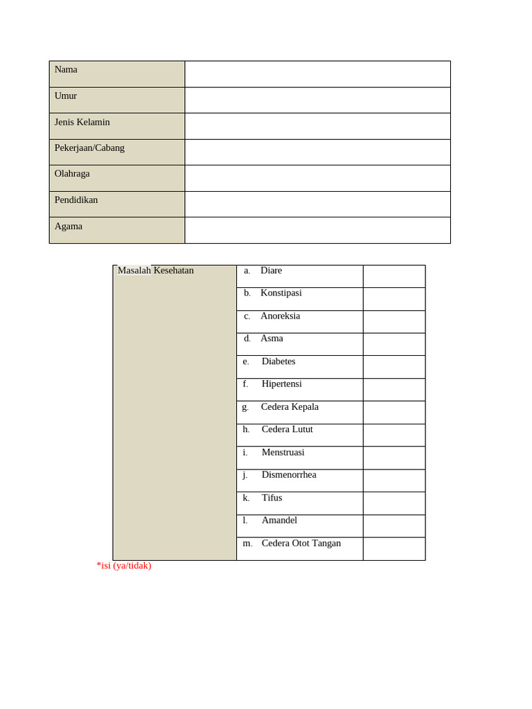 Formulir Atlet | PDF