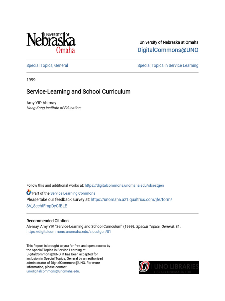 Service-Learning and School Curriculum | PDF | Service Learning | Curriculum