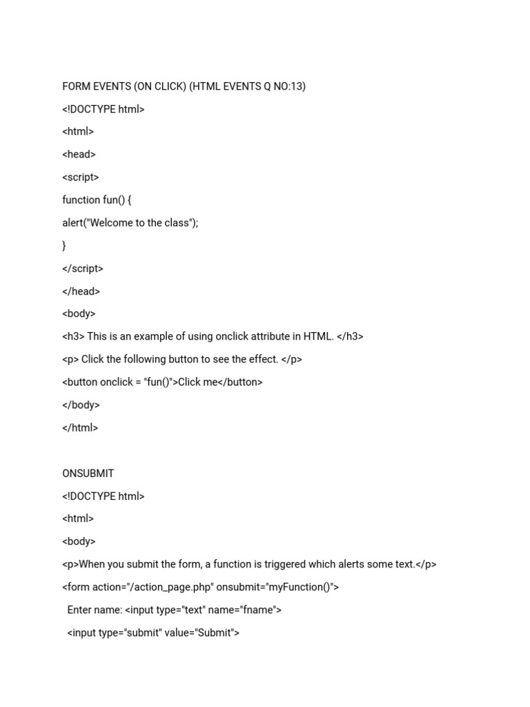 HTML EVENTS PROGRAM | PDF | Software | Computing