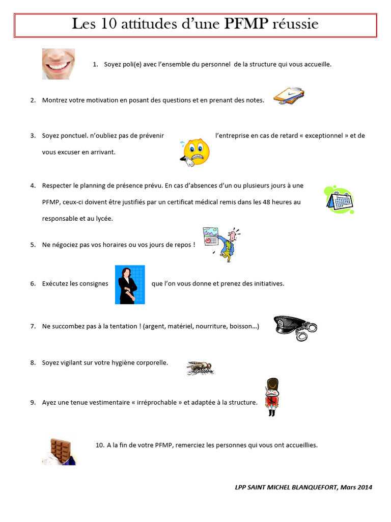 10 Attitudes pour une PFMP Réussie | PDF | Développement personnel