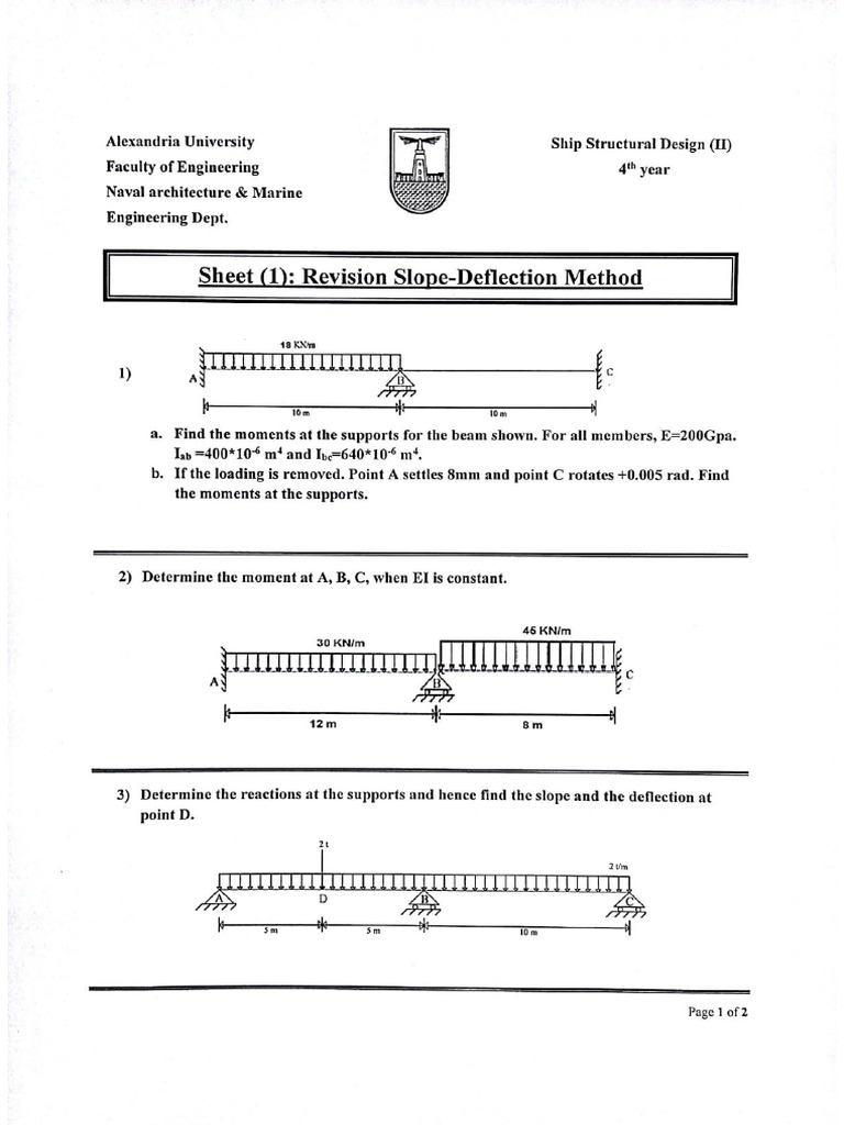 Sheet #1 - Slope Deflection | PDF | Computers