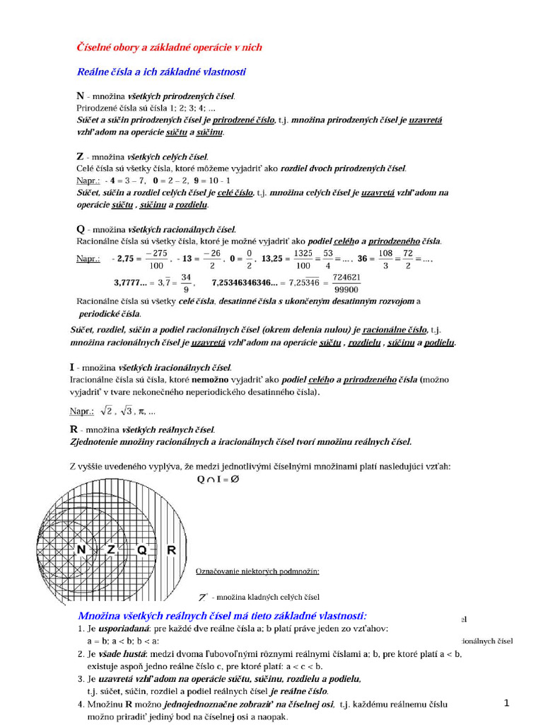 PL1 Číselné Obory, Racionálne Čísla | PDF