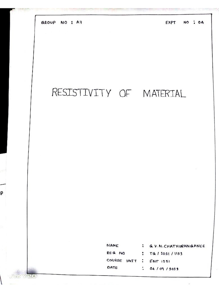 Exp4 - Resistivity of Material | PDF