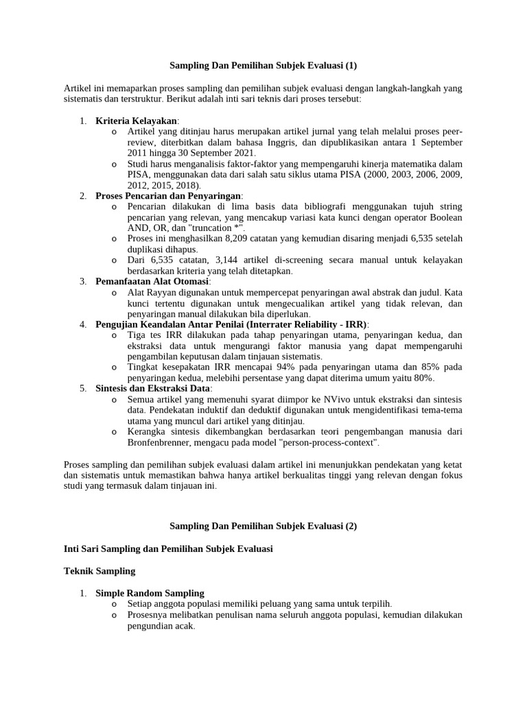 3A Sampling Dan Pemilihan Subjek Evaluasi | PDF