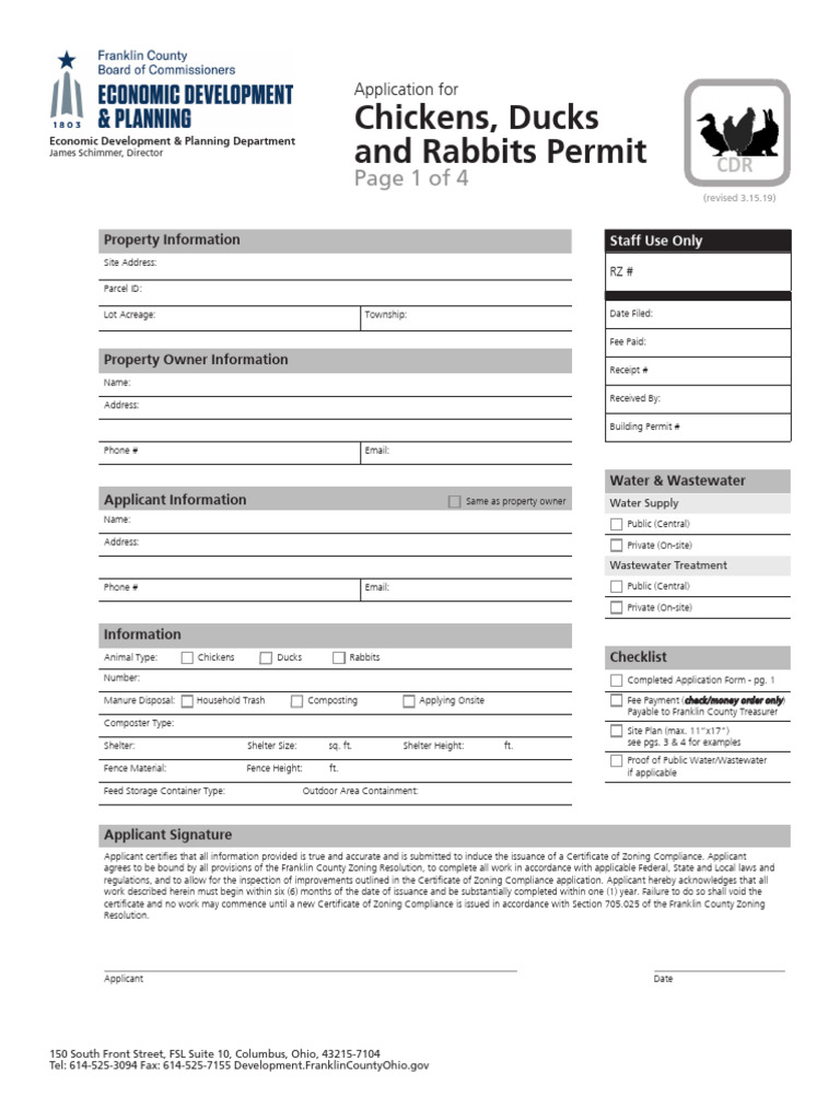 Chickens, Ducks and Rabbits Permit: Page 1 of 4 | PDF