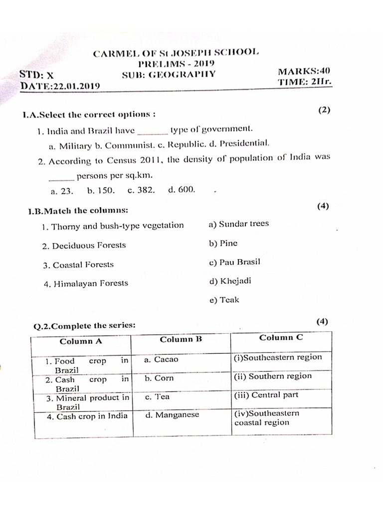 X Pre Geography 2019 | PDF