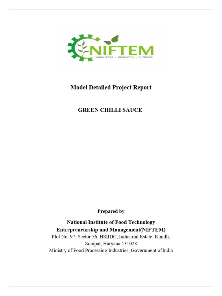 Green Chilli Sauce Project Report | PDF | Chili Pepper | Chinese Cuisine