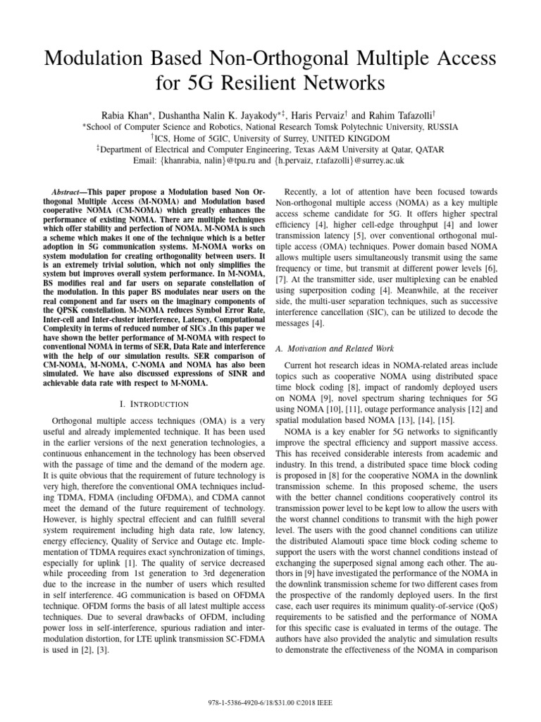 Modulation_Based_Non-Orthogonal_Multiple_Access_for_5G_Resilient_Networks | PDF | Channel Access ...