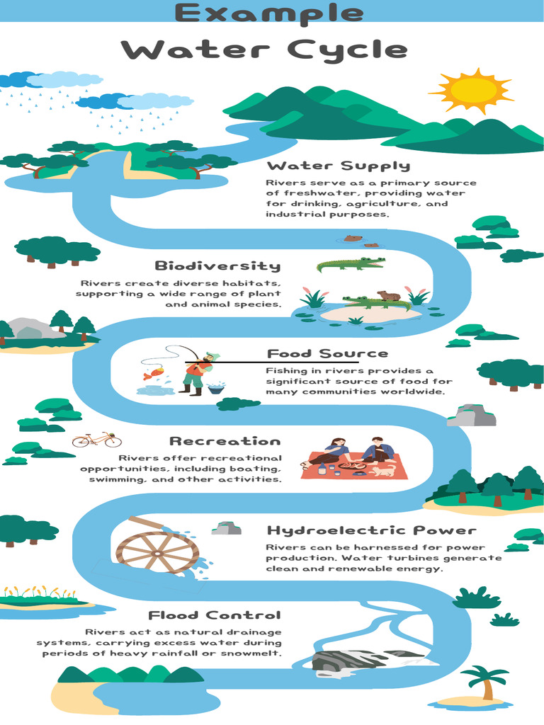 Copy of Roles of a River Science Educational Infographic in Blue and ...