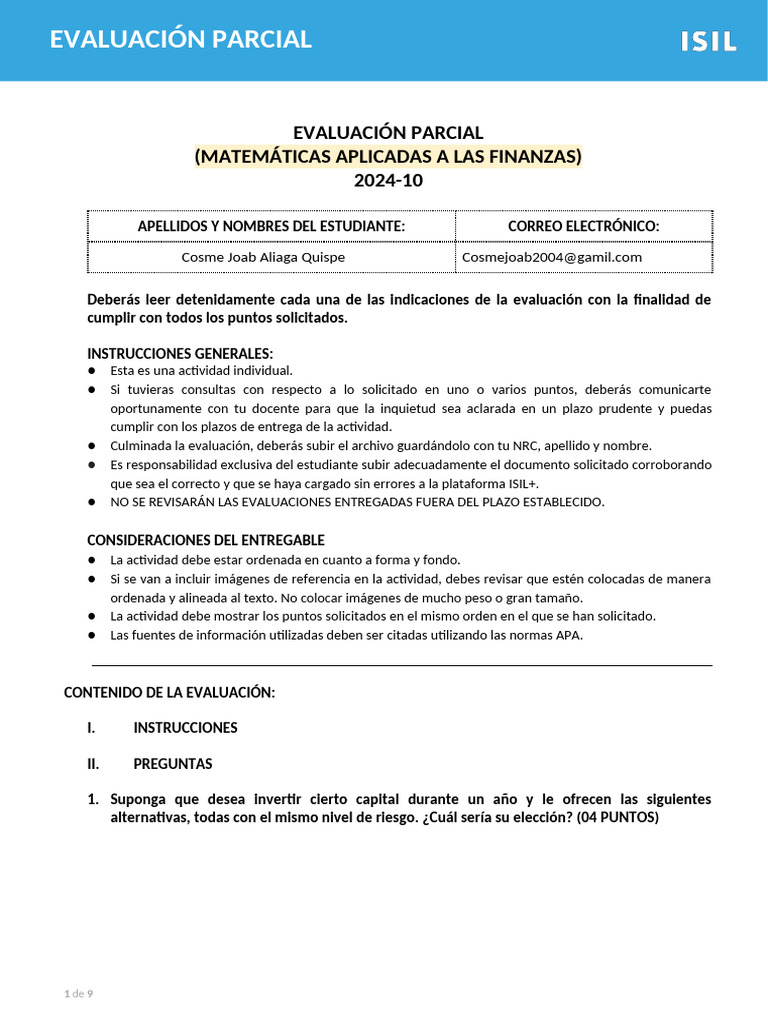 Evaluac Parcial | PDF | Economias