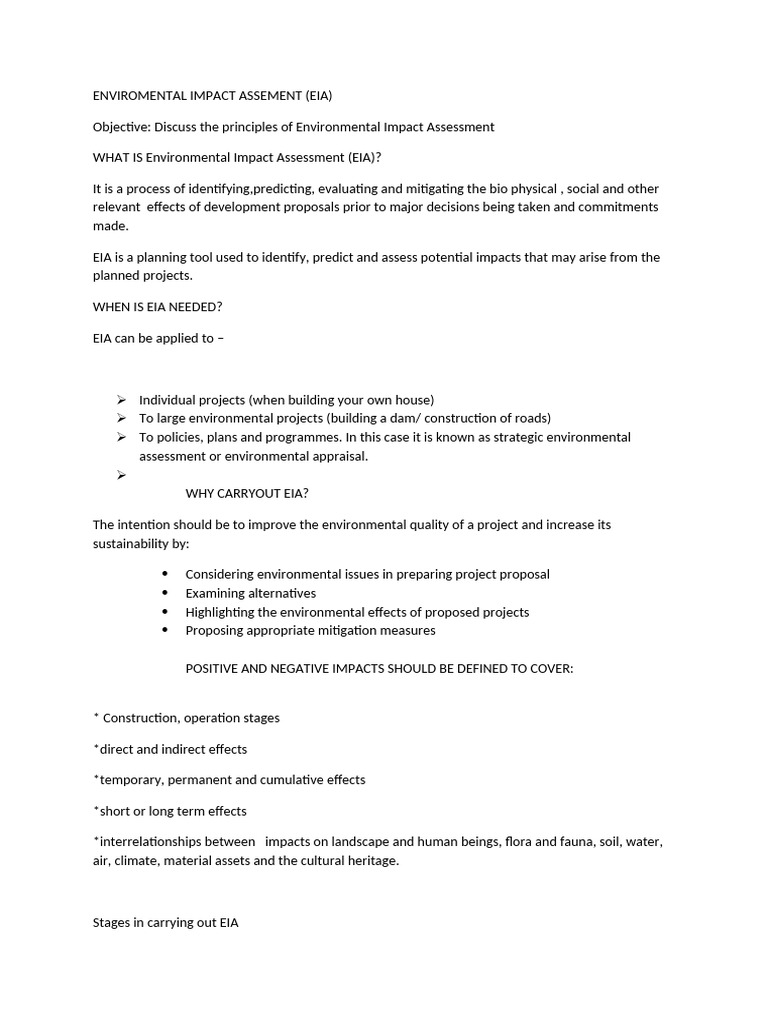 Enviromental Impact Assement | PDF | Environmental Impact Assessment ...