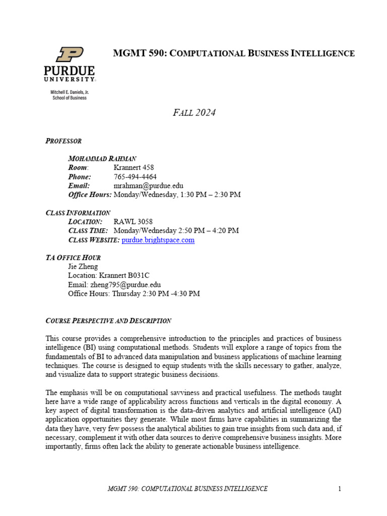 MGMT 590 CBI Syllabus Fall 2024 | PDF | Learning | Data