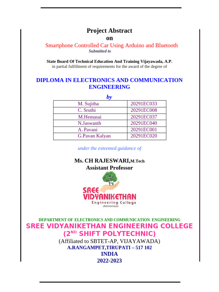 project document | PDF | Electronics | Computer Science