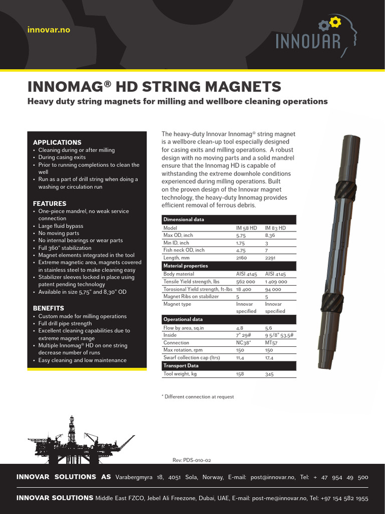 PDS-010-02 (Innomag HD Product Datasheet) | PDF | Drill | Mechanical ...