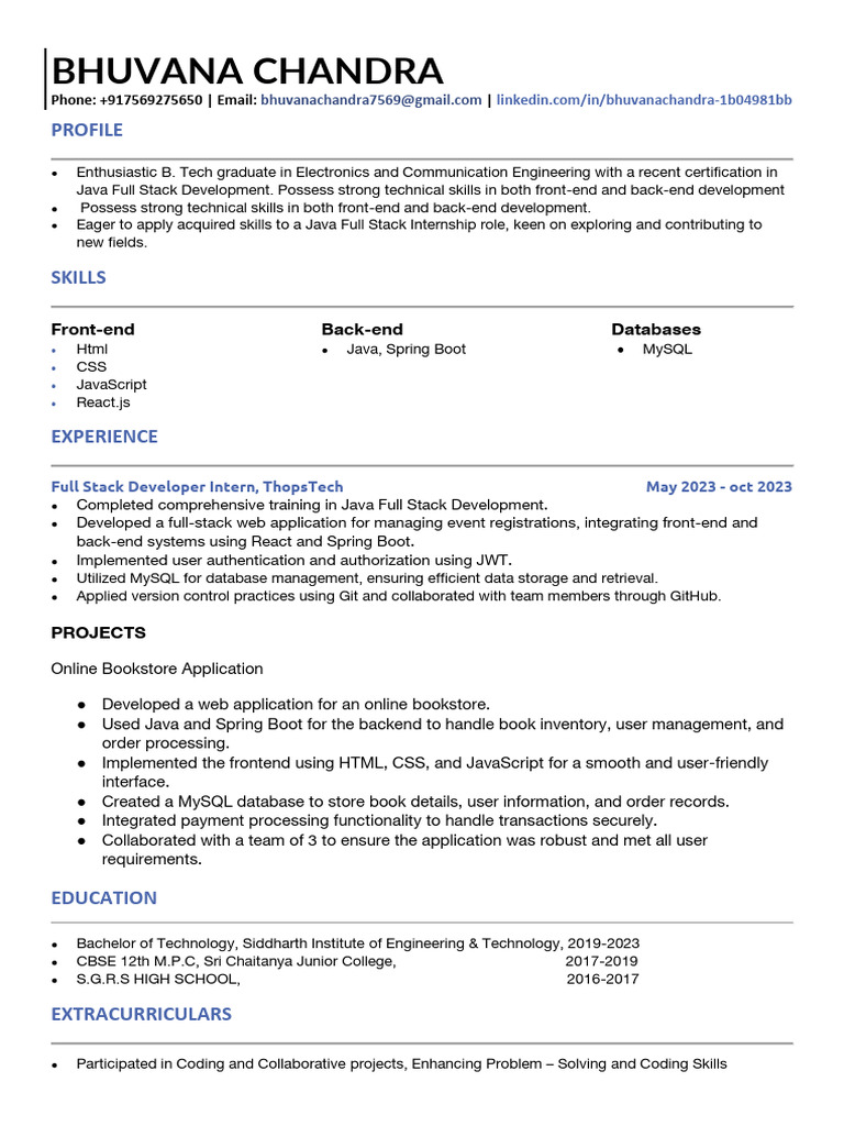 Bhuvana Chandra Resumebv | PDF
