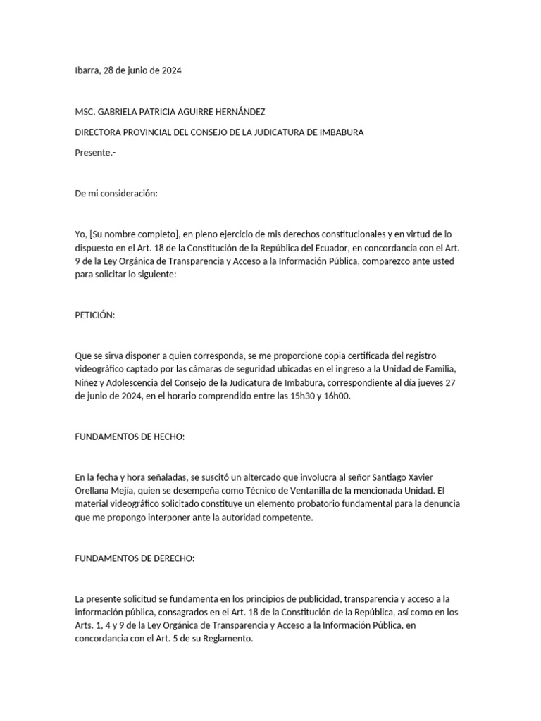 Oficio Solicitando Videos | PDF