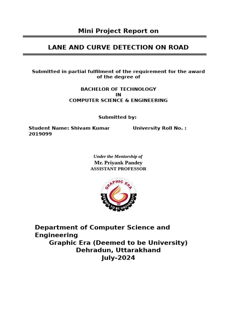 Road Lane and Curve Detection Report | PDF | Machine Learning ...