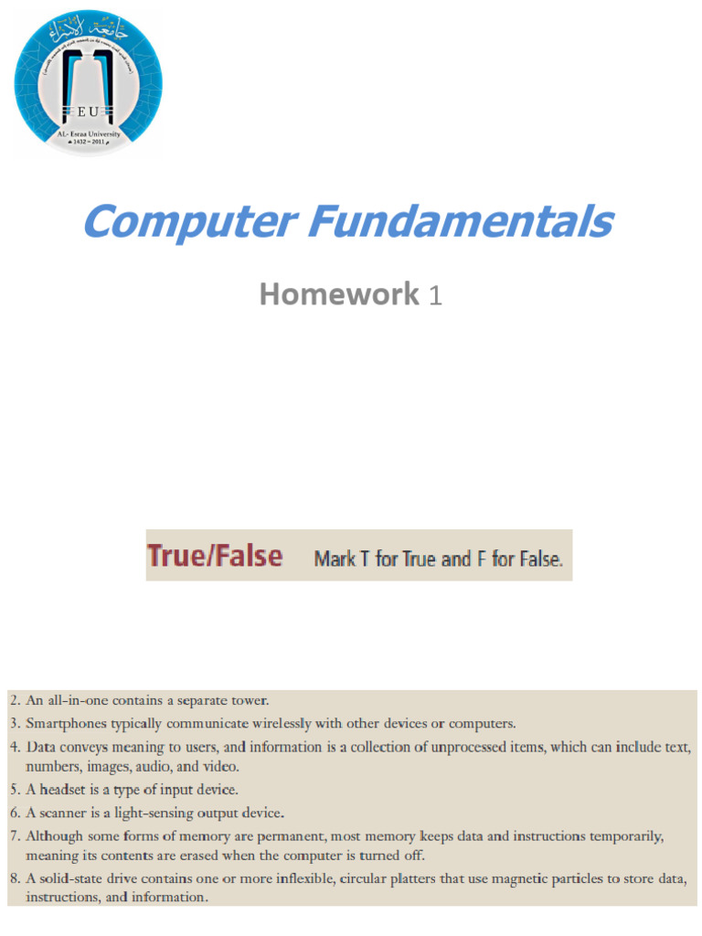 Computer Fundamentals Homework1 | PDF