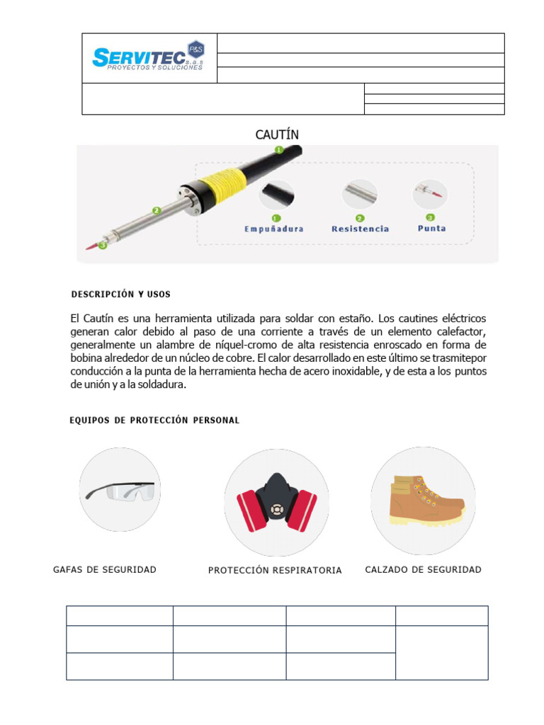 FT-SERVITEC-134 Estandar de Seguridad Cautín | PDF | Ingeniería mecánica | Materiales