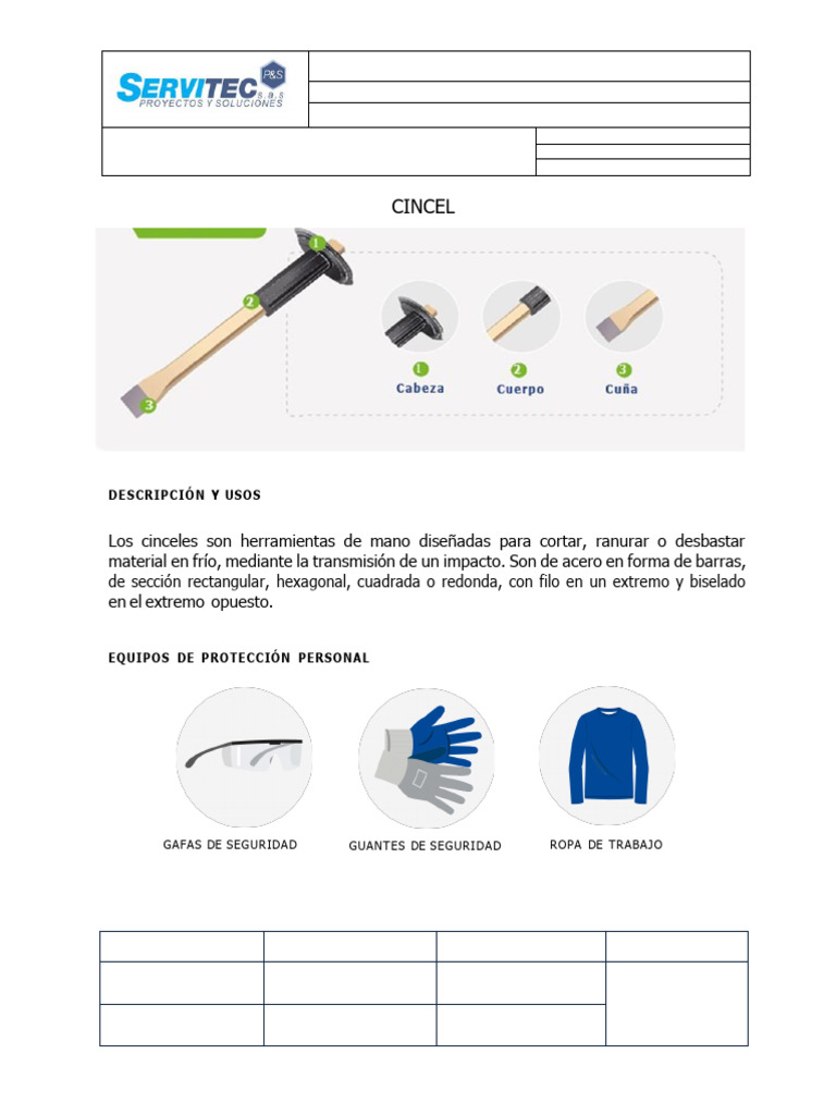 FT-SERVITEC-136 Estandar de Seguridad Cincel | PDF | Carpintería | Herramientas