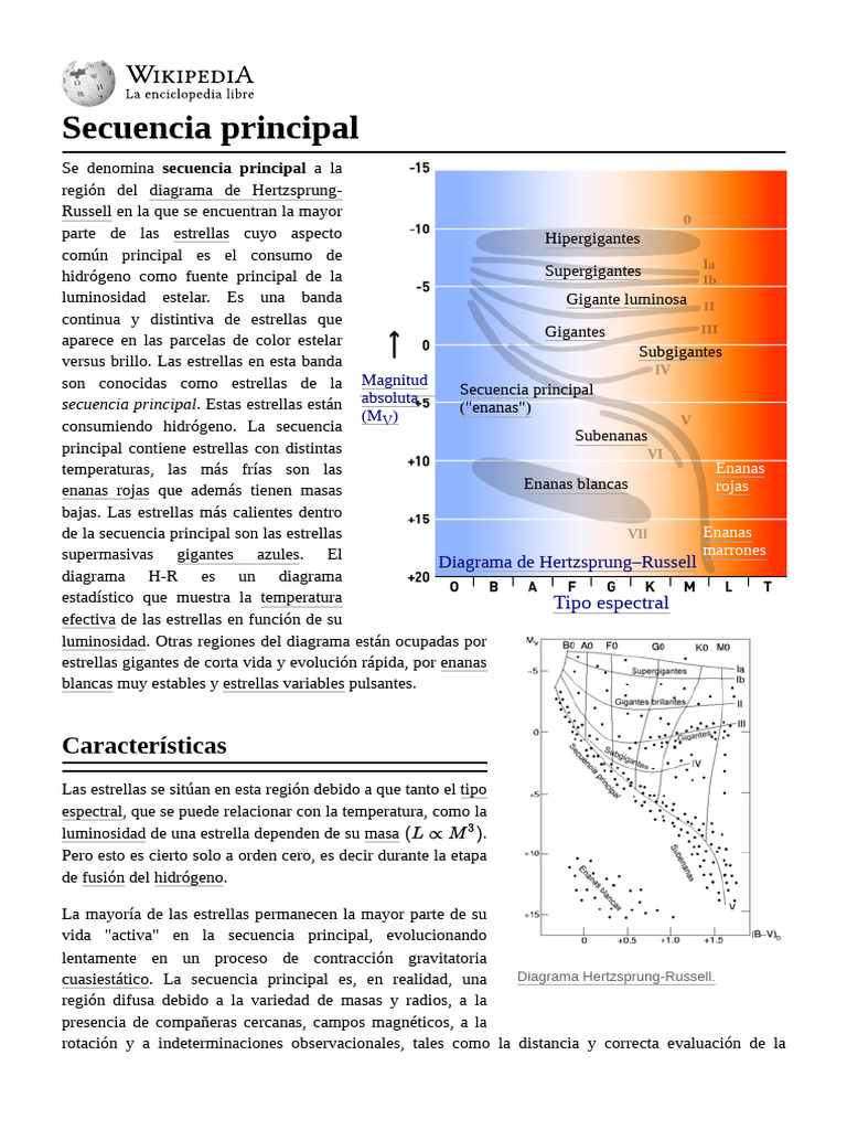 Secuencia Principal en el Diagrama H-R | PDF | Estrellas | Astronomía