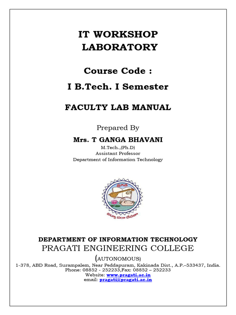IT Workshop Lab Manual for B.Tech Students | PDF | Computer Network ...