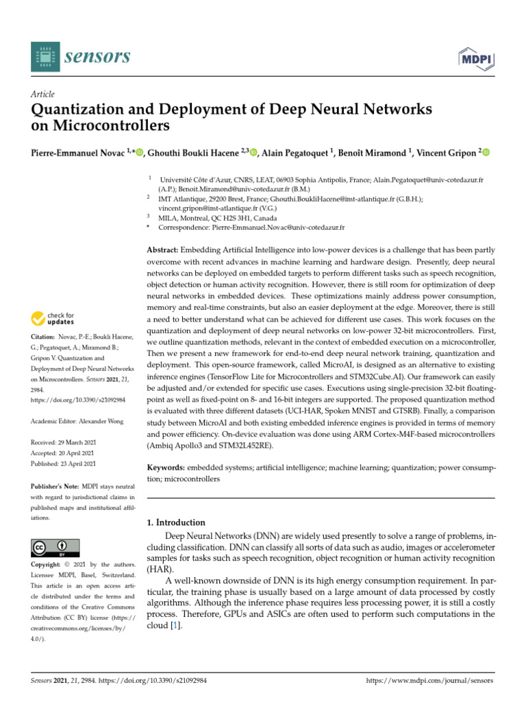 Quantization and Deployment Od DNN On Microcontroller | PDF | Artificial Neural Network | Deep ...