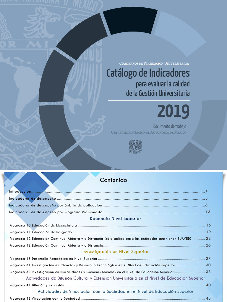 Catálogo de Indicadores: para Evaluar La Calidad de La Gestión Universitaria | PDF | Educación ...