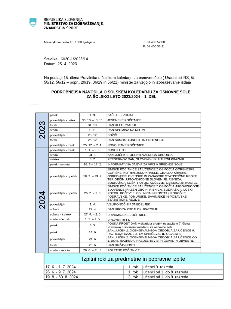 Podrobnejsa Navodila 2023 2024 20230425 | PDF