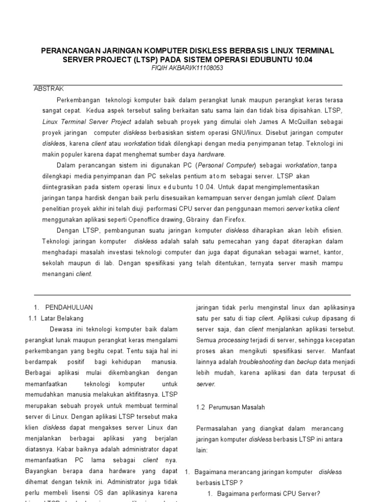 Makalah LTSP (Linux Terminal Server Project) | PDF