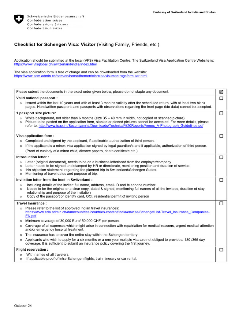 Checklist - Visitor EN Updated | PDF | Travel Visa | Government And ...