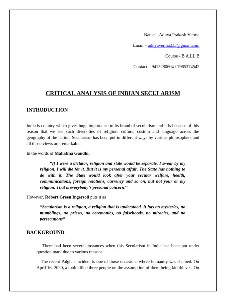 Aditya - Indian Secularism | PDF | Mughal Empire | Dalit