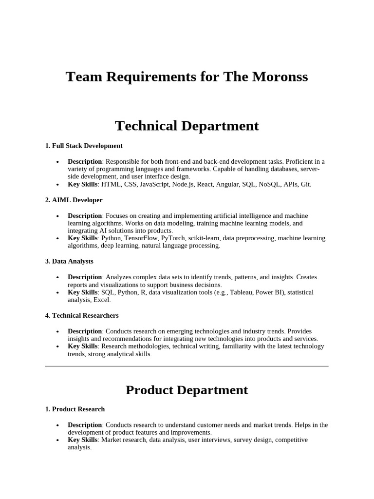 Tech & Product Team Roles | PDF | Machine Learning | Data