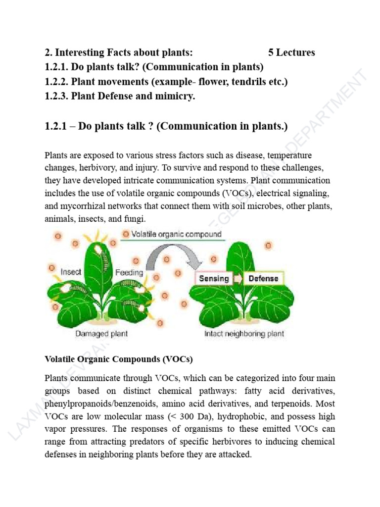 Plant Communication and Defense Mechanisms | PDF | Volatile Organic ...