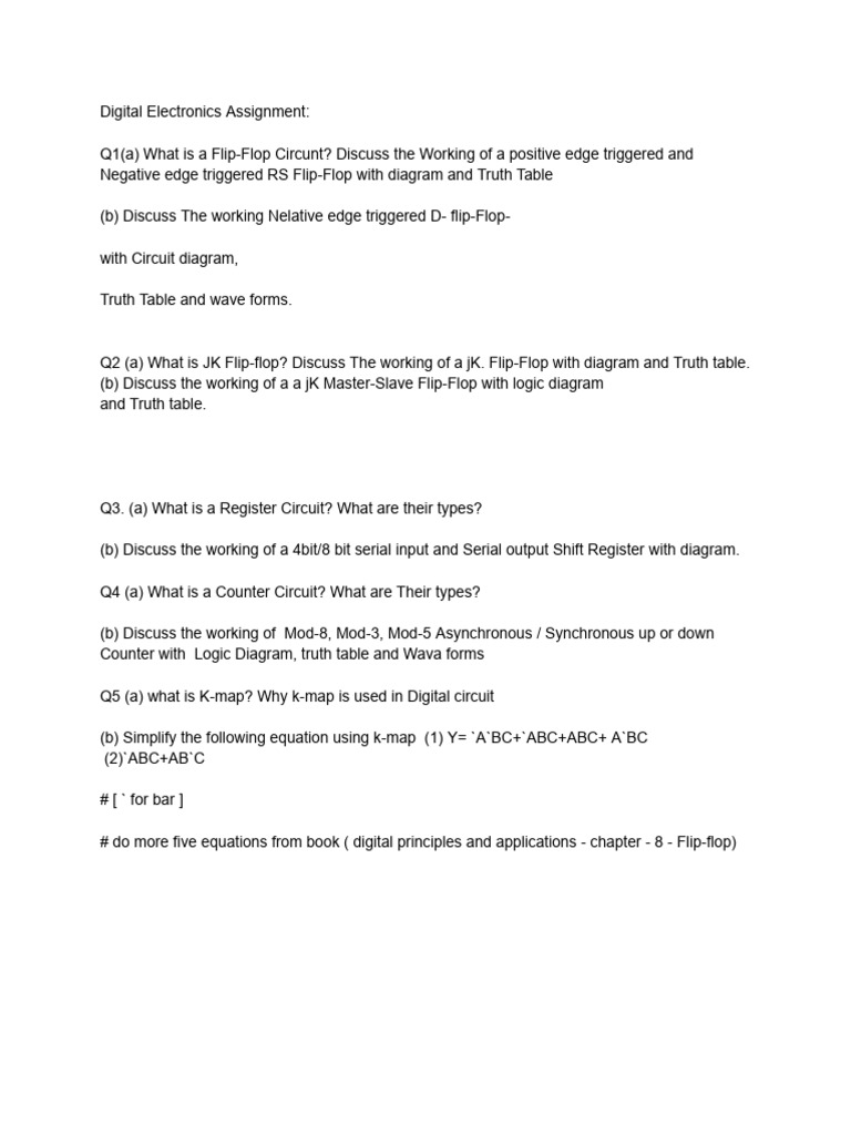 Digital Electronics Assignment | PDF | Teaching Methods & Materials | Science & Mathematics