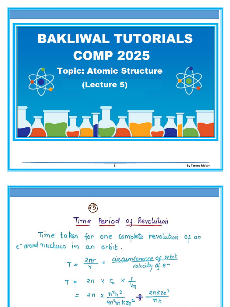 COMP2025 - Atomic Structure (Lecture 5) - 1 | PDF