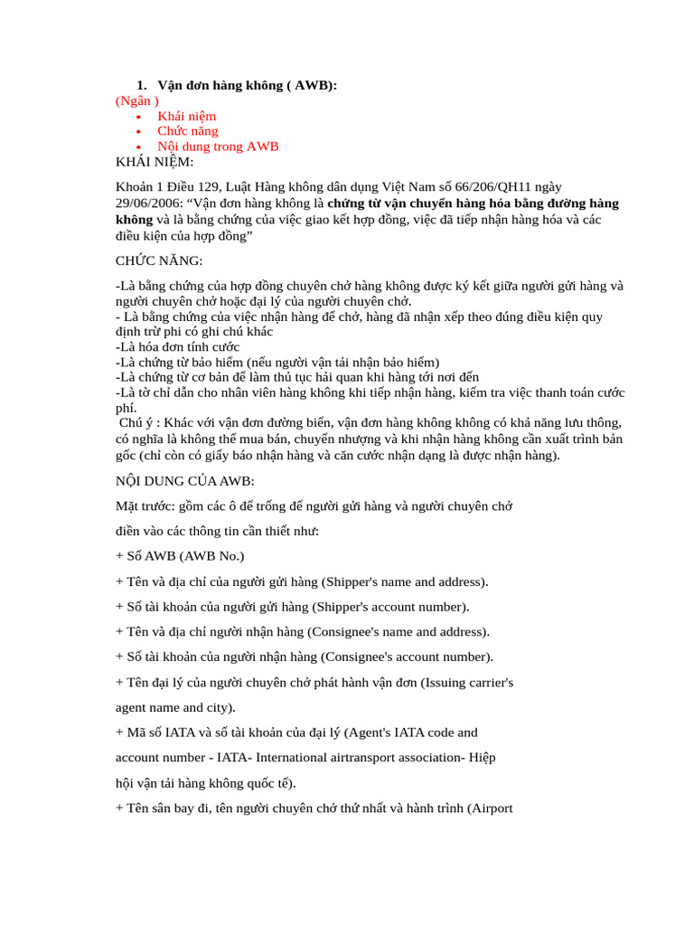 Vận Đơn Hàng Không | PDF