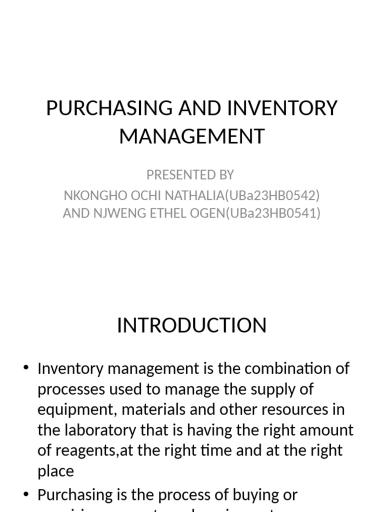 Purchasing and Inventory Management | PDF