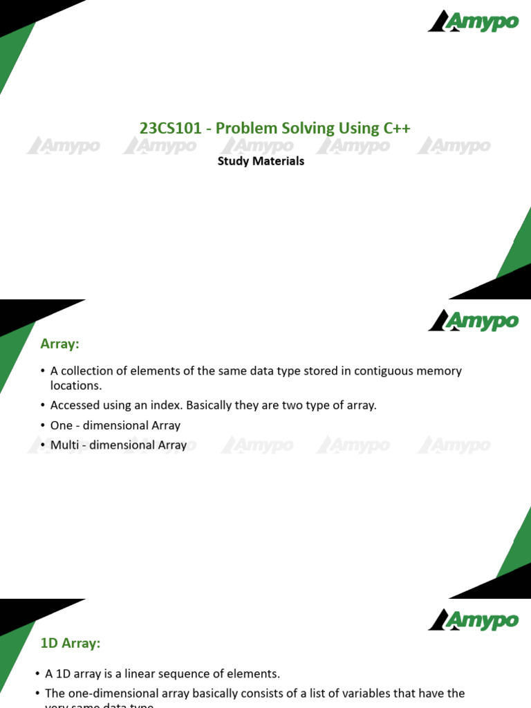 Arrays C Pdf Computing Computer Programming 3601