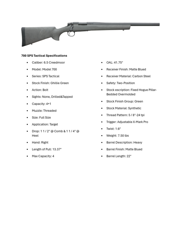 700 SPS Tactical Specifications | PDF