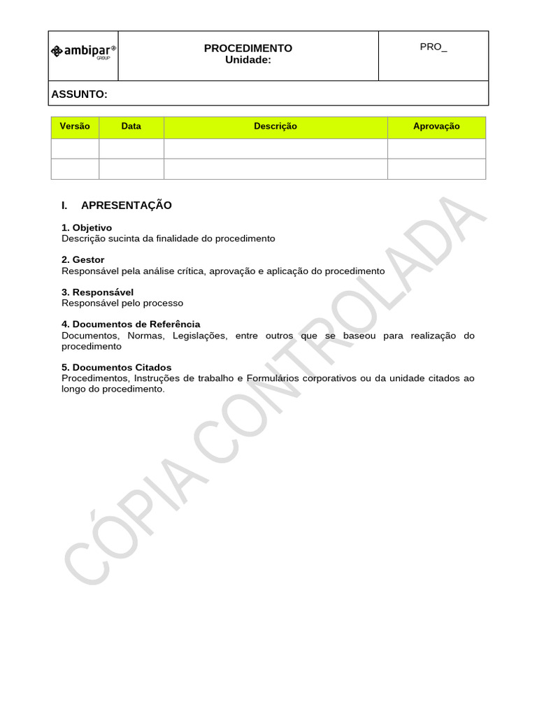 Modelo Procedimento | PDF