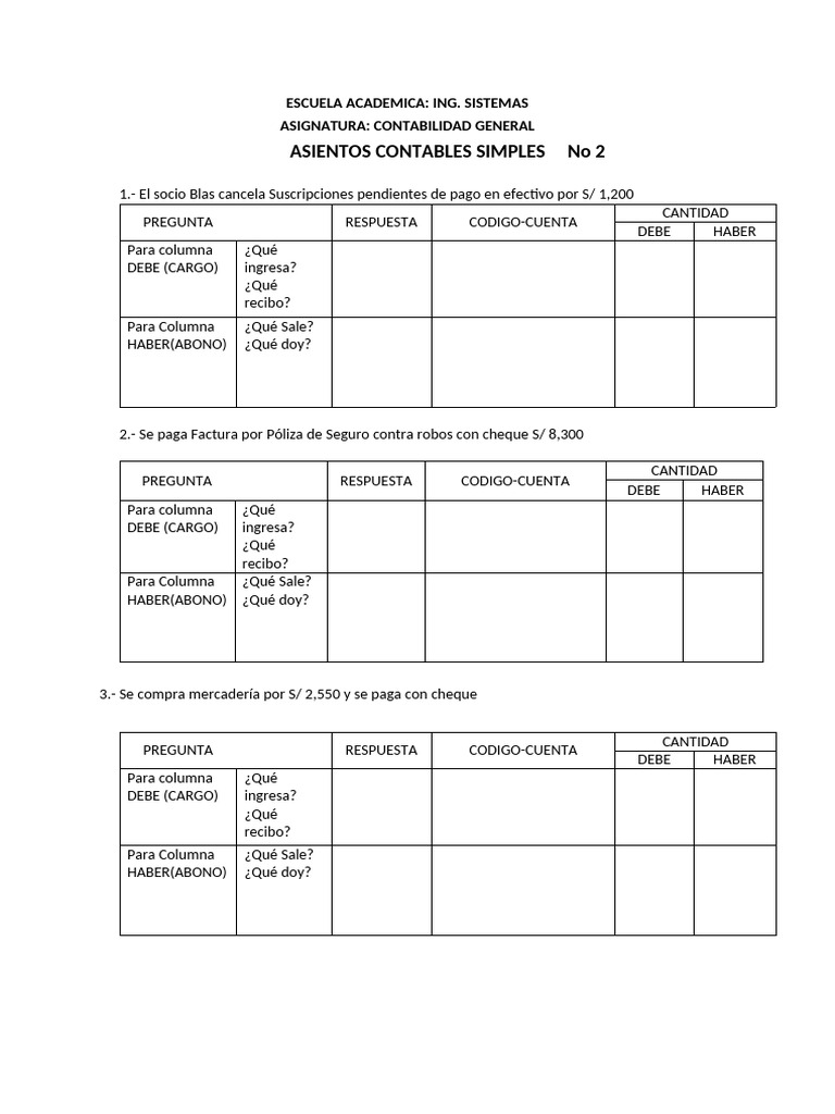 Asientos Contab. Simples #2 | PDF