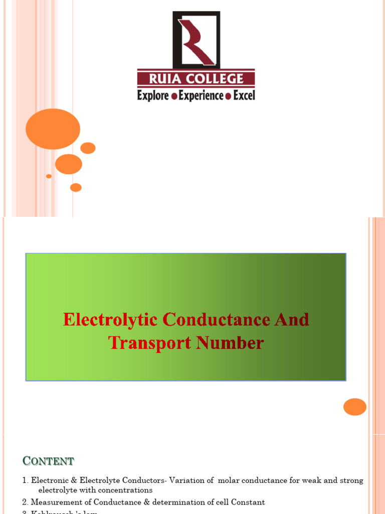 Electrochemistry Conductance Sybsc301 | PDF | Ion | Chemistry