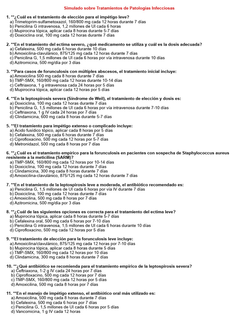 Tratamientos para Patologías Infecciosas | PDF | Penicilina | Antibióticos
