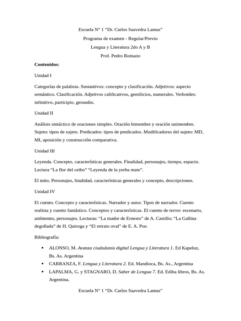 Programas 2do LyL | PDF | Asunto (gramática) | Tipología Lingüística