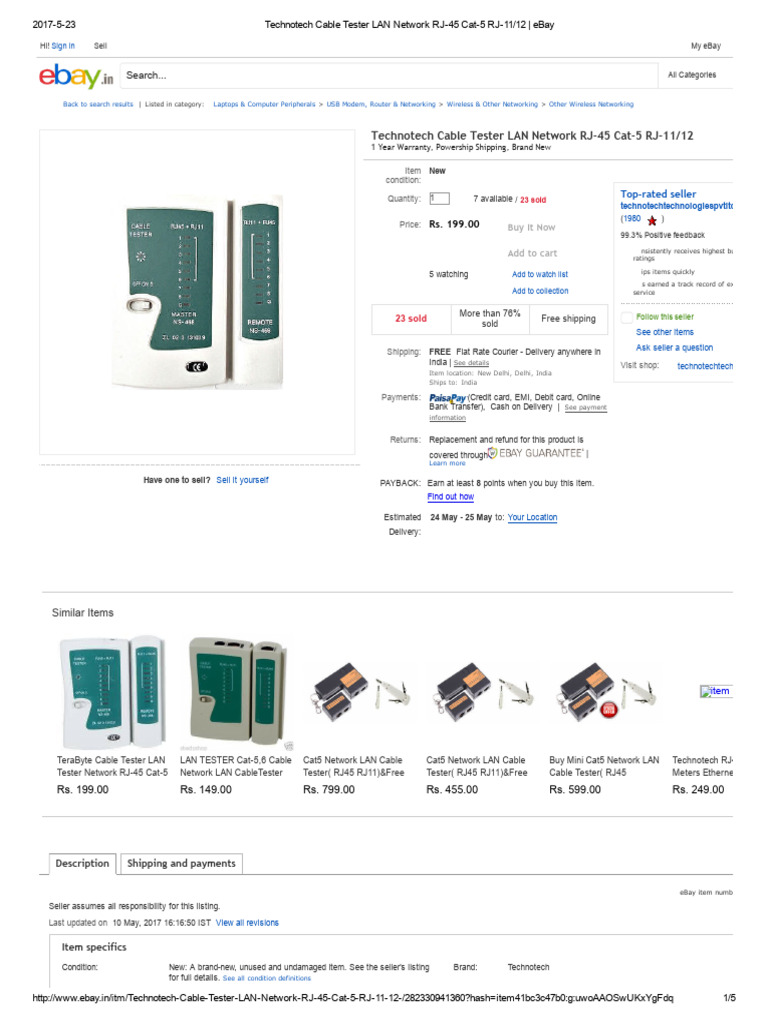 Technotech LAN Cable Tester RJ-45/RJ-11 | PDF | E Bay | Local Area Network
