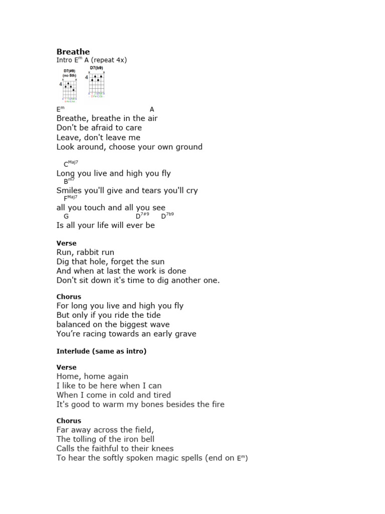 "Breathe Lyrics Analysis and Breakdown" | PDF