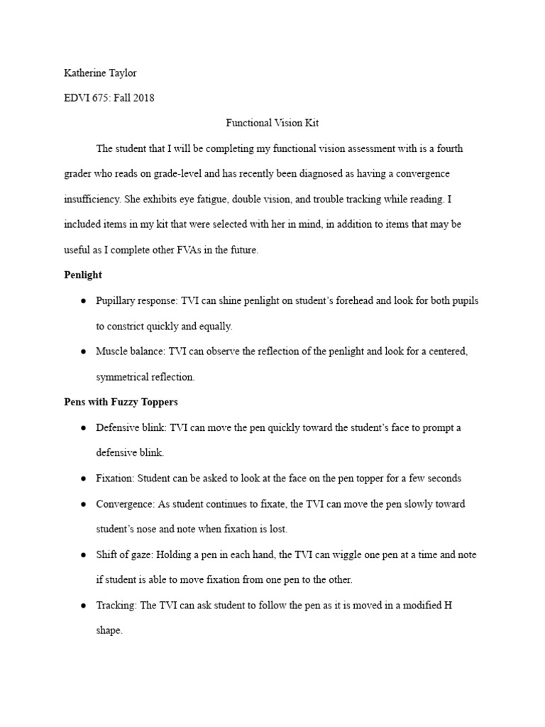 Functional Vision Kit | PDF | Visual Acuity | Visual Perception
